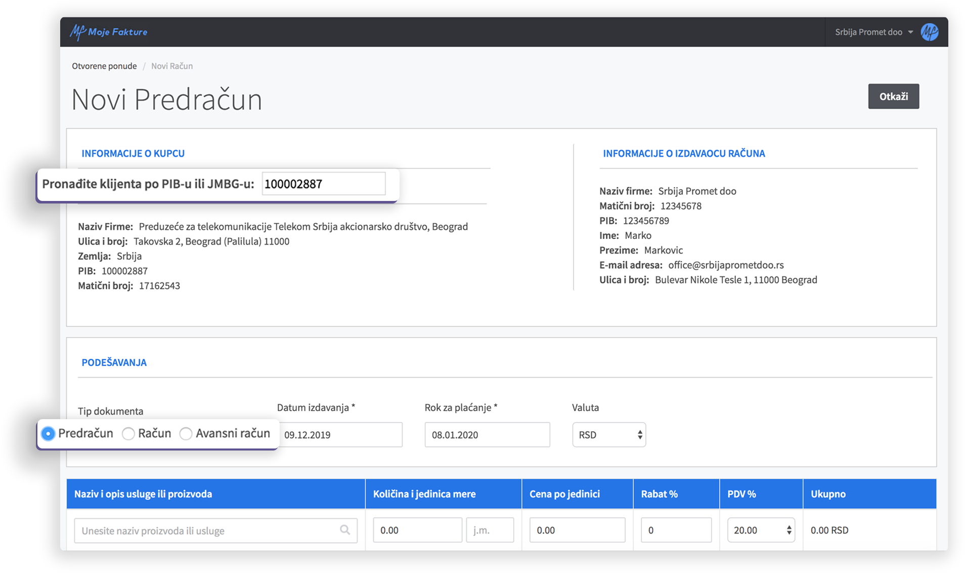Poslovni program za trgovinu na veliko - veleprodaju | Moje Fakture