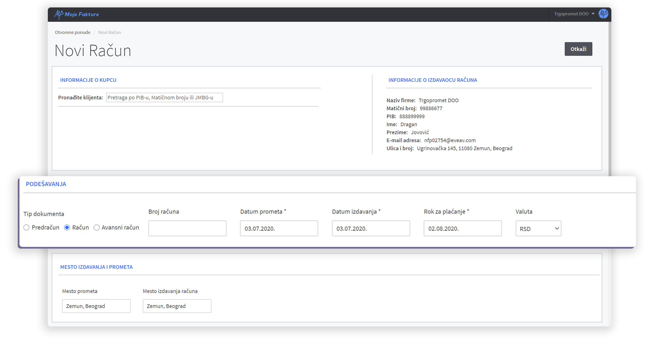 Račun i otpremnica | Program za fakturisanje | Moje Fakture